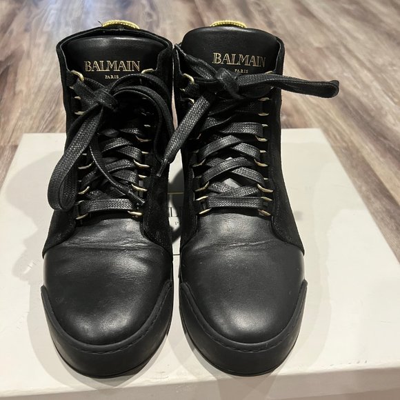 Balmain | Shoes | Balmain Black And Gold Sneakers | Poshmark